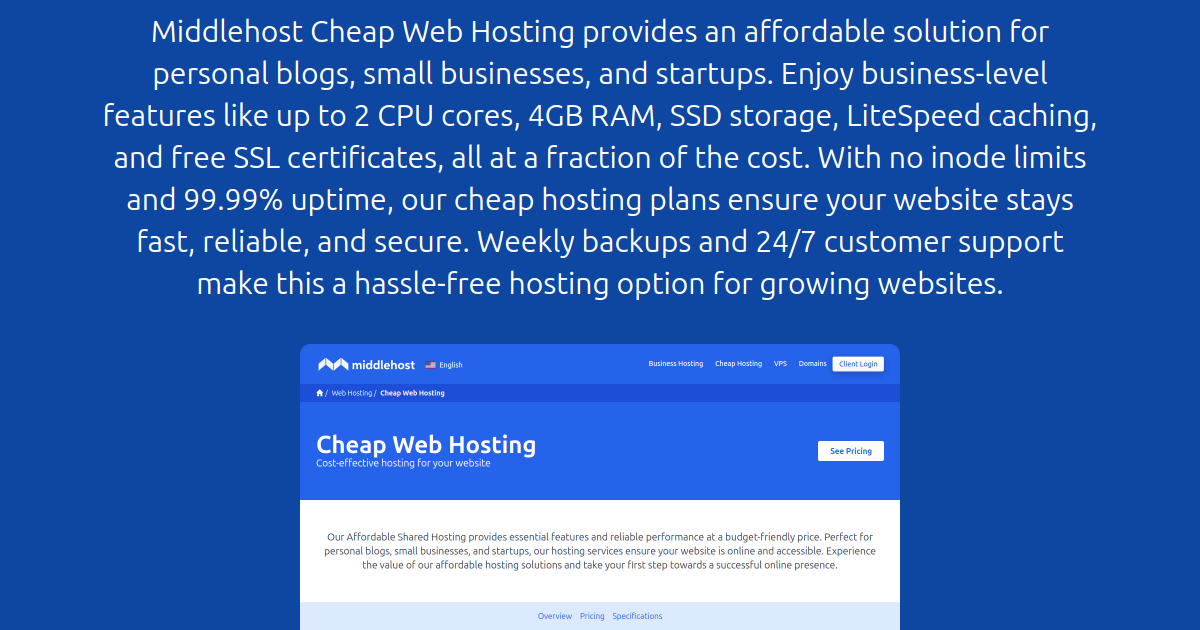 Cheap Web Hosting - Middlehost Pakistan